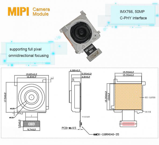 Modulo de sensor de cámara CMOS de alta resolución 50mp Sony IMX766 Mipi